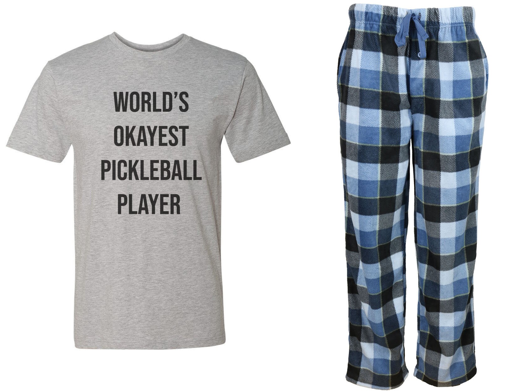 World's Okayest Pickleball Player Navy Pajama Set - Fleece PJ Set, Gift ...