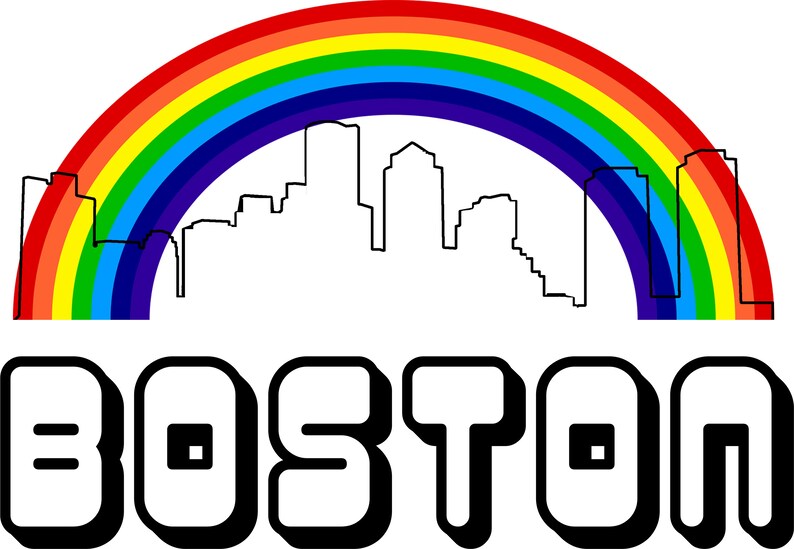 Boston Rainbow Skyline Shirt, White Shirt, Gray Shirt, Rainbow, LGBTQ ...