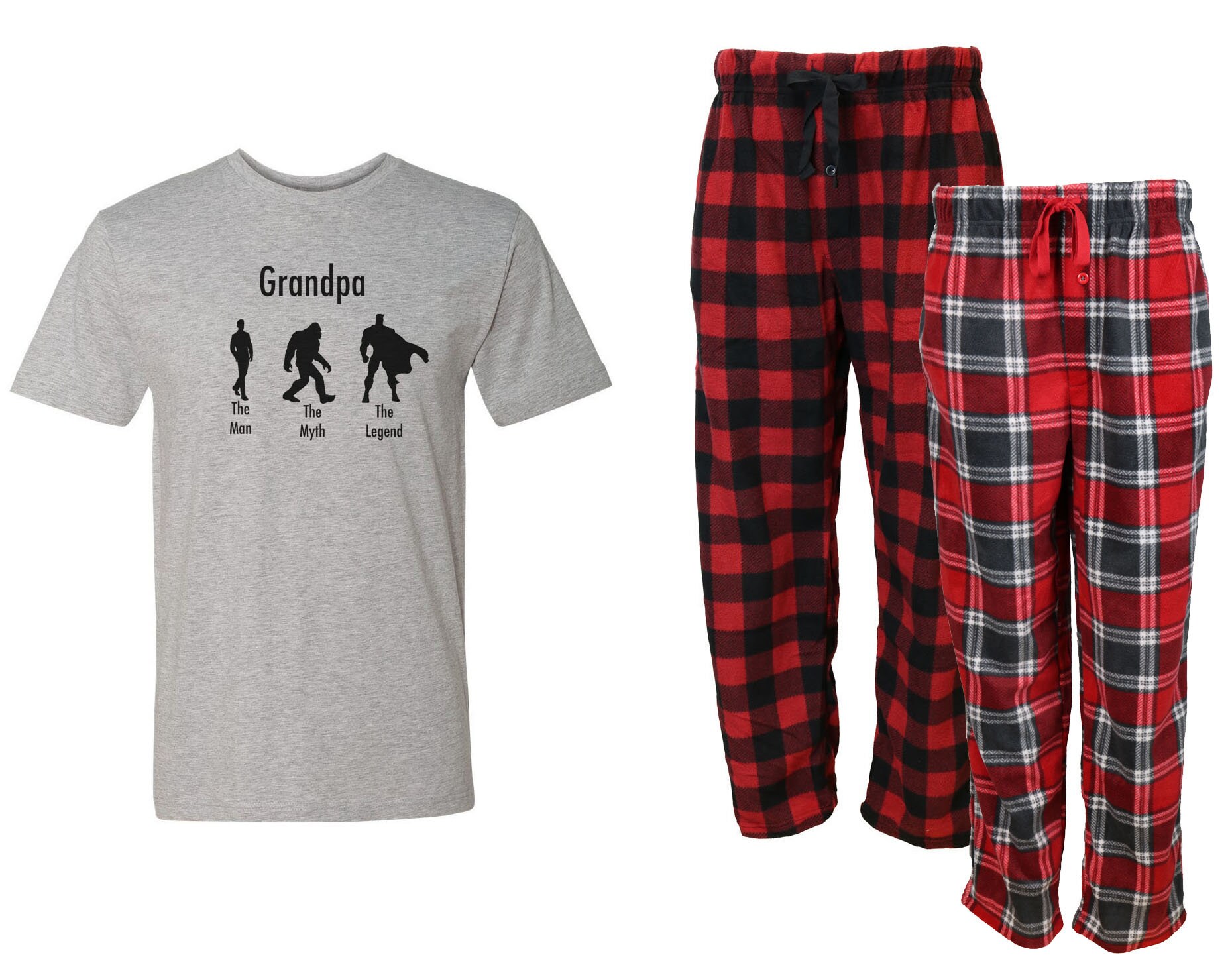 Grandpa Man Myth Legend Red Pajama Set Fleece PJ Set Dad - Etsy