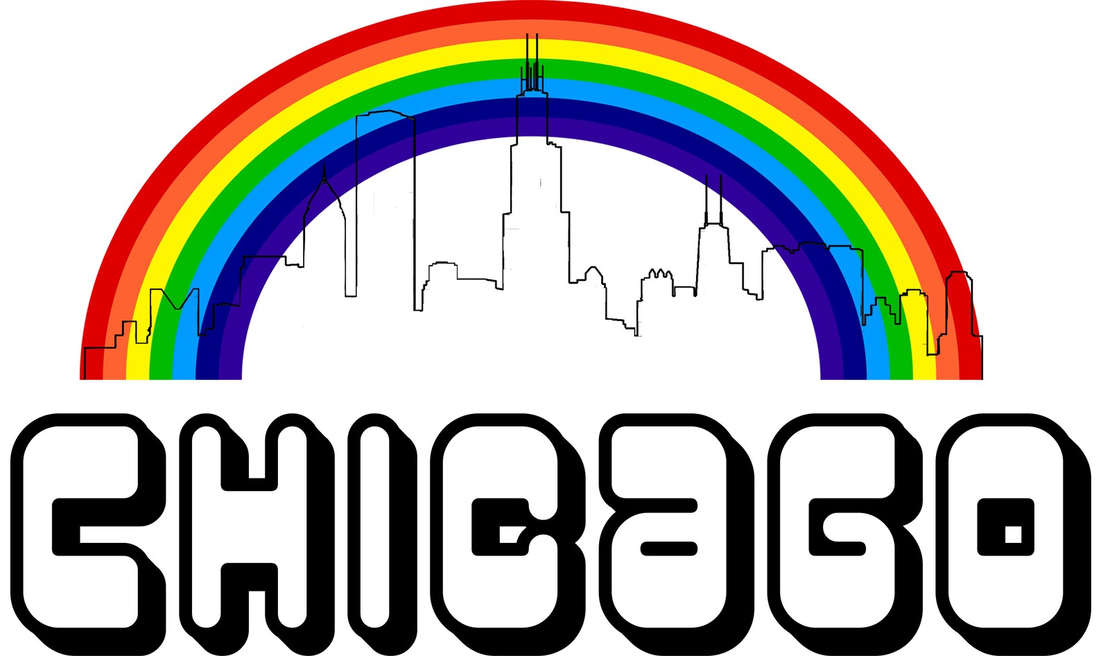 Chicago Rainbow Skyline Shirt White & Gray Shirt Rainbow - Etsy