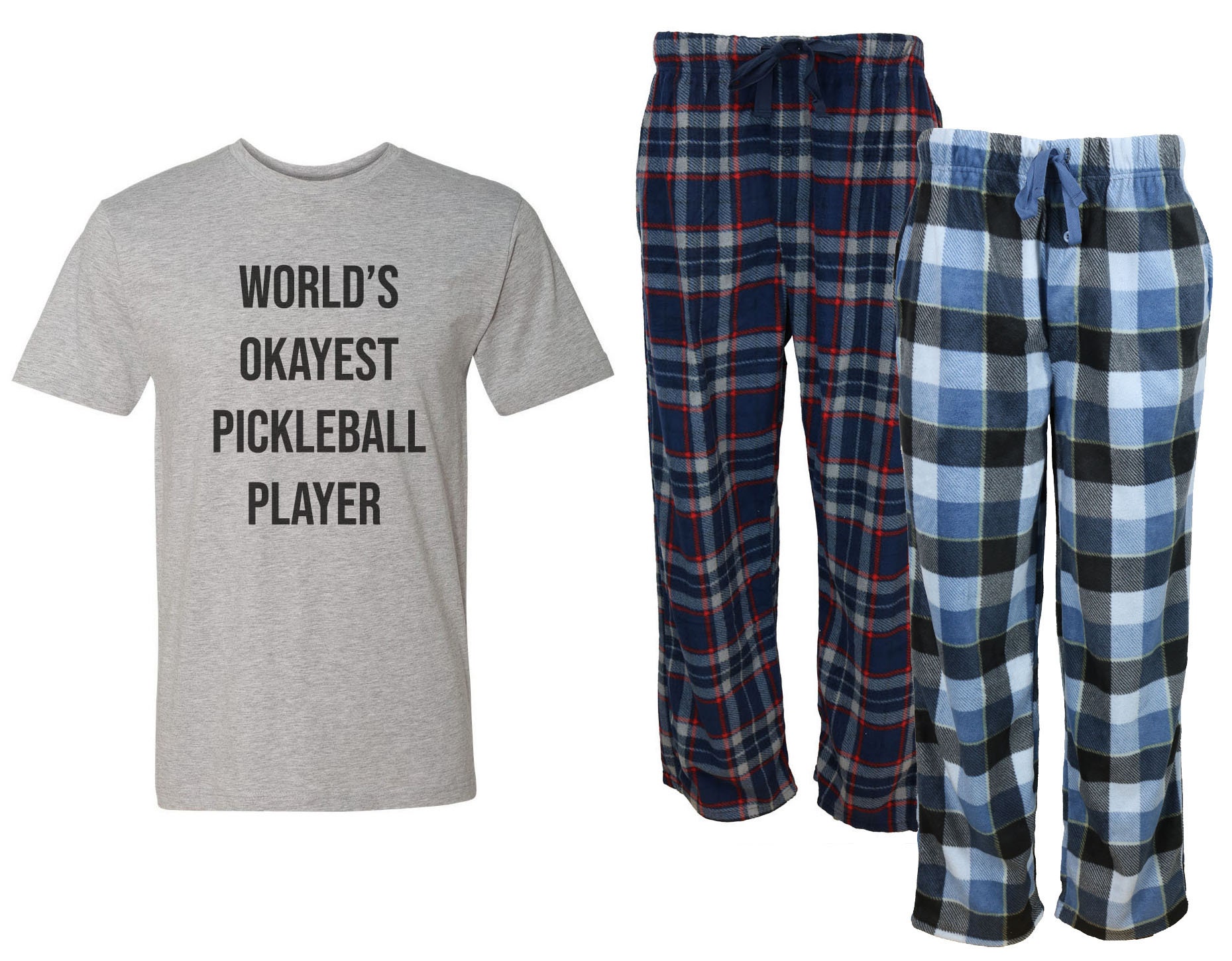 World's Okayest Pickleball Player Navy Pajama Set - Fleece PJ Set, Gift ...