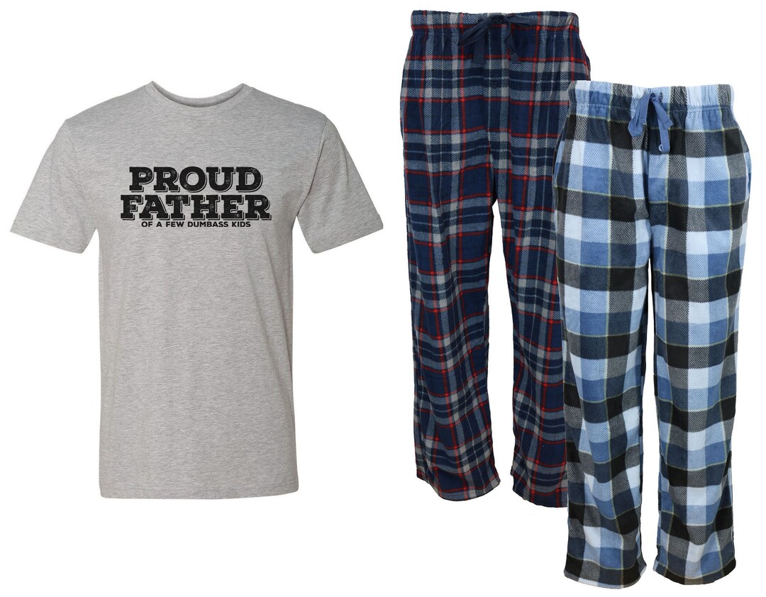 Proud Father Navy Pajama Set - Fleece PJ Set, Dad Pajama, Funny Gift ...
