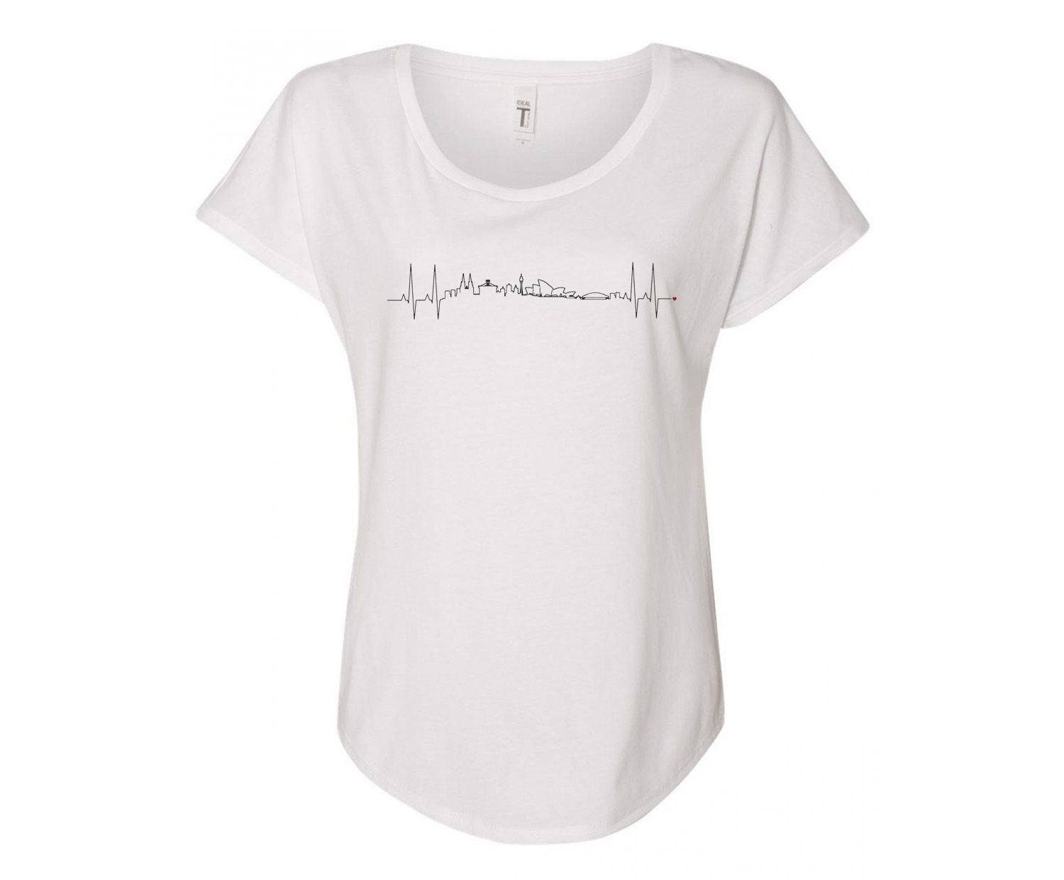 Sydney Heartbeat Skyline Shirt White Shirt, Gray Shirt, Wanderer, Heart ...