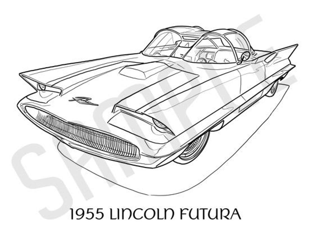 1955 LINCOLN FUTURA Concept Car Adult Coloring Page, Printable Coloring ...