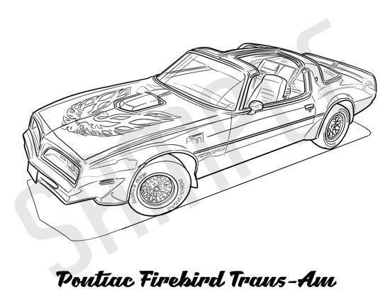 PONTIAC FIREBIRD Trans-am Coolest Car Adult Coloring Page, Printable ...