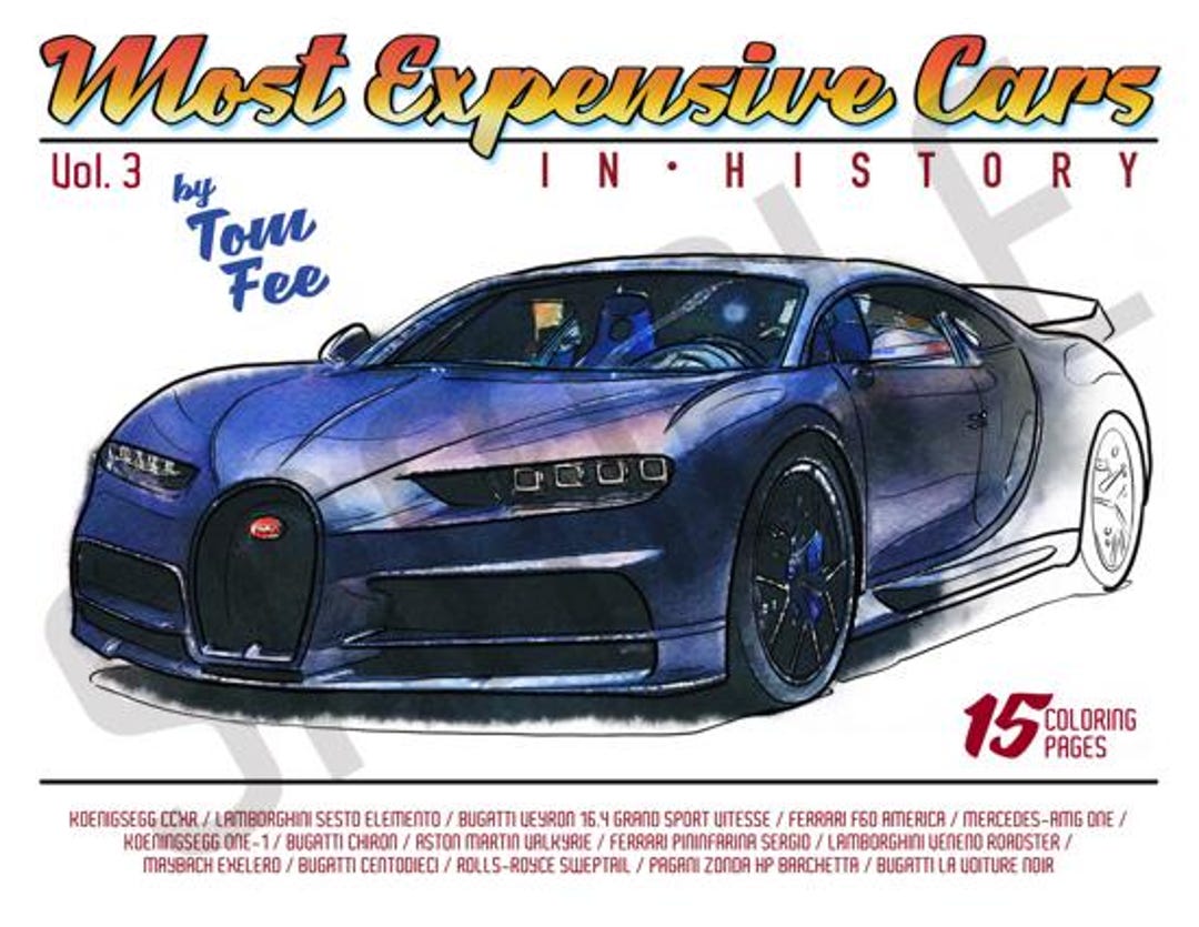 Most Expensive Cars in History Vol.3, Adult Coloring Book, Printable ...