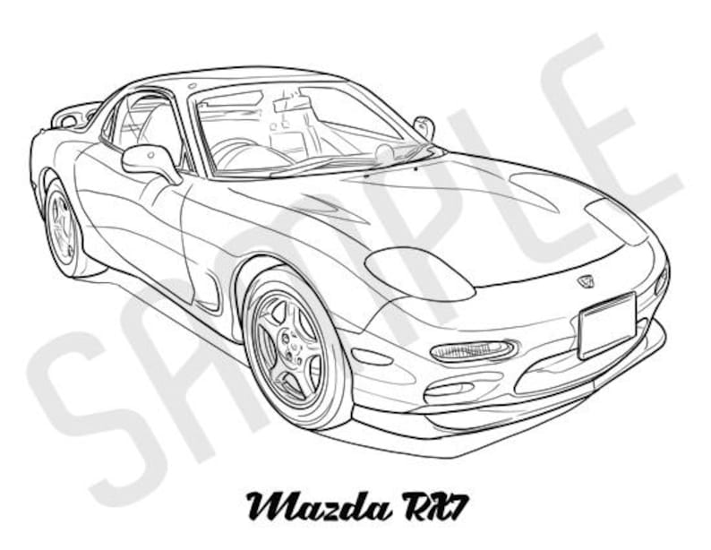 MAZDA RX7 Coolest Car Adult Coloring Page, Printable Coloring Pages ...
