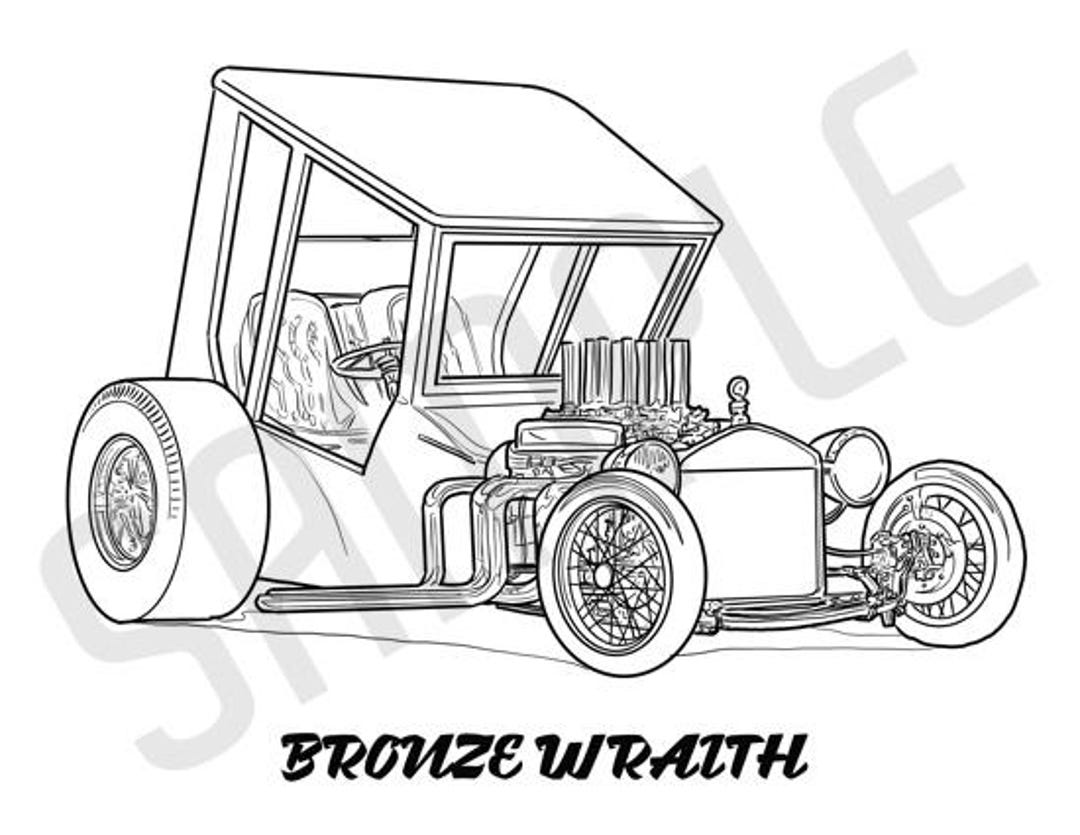 BRONZE WRAITH Rat Rod Adult Coloring Page, Printable Coloring Pages ...