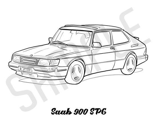 SAAB 900 SPG Adult Coloring Page, Printable Coloring Pages, Coloring ...