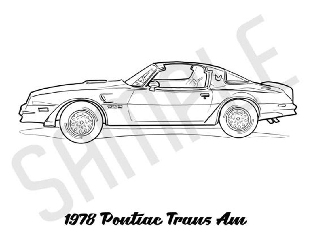 1978 PONTIAC TRANS AM Adult Coloring Page, Printable Coloring Pages ...
