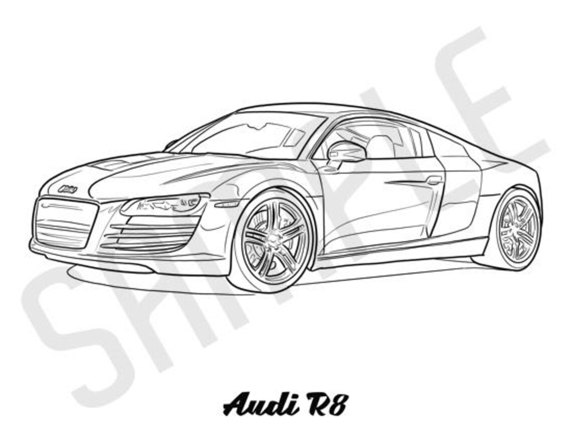 AUDI R8 Coolest Car Adult Coloring Page, Printable Coloring Pages ...