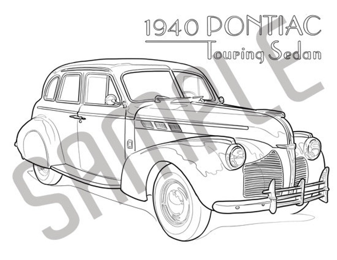1940 PONTIAC TOURING SEDAN Adult Coloring Book, Printable Coloring ...
