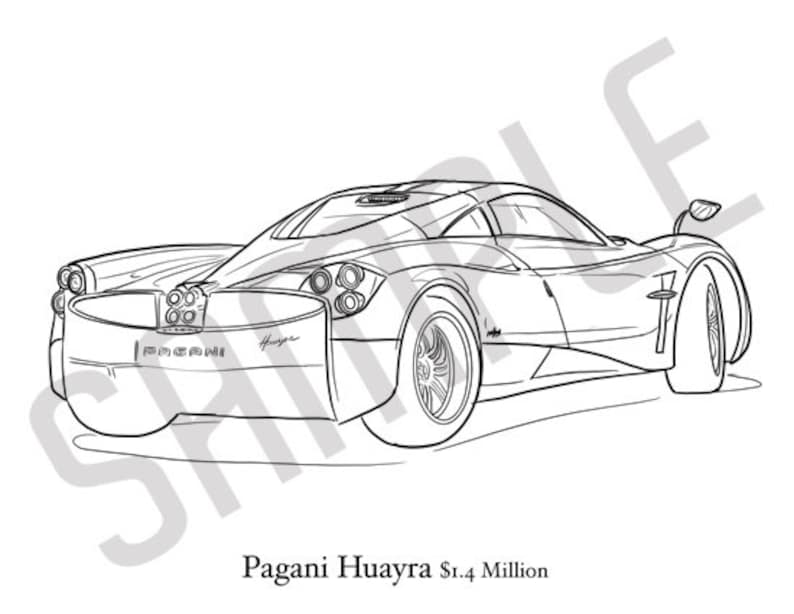 PAGANI HUAYRA Adult Coloring Book, Printable Coloring Pages, Coloring ...
