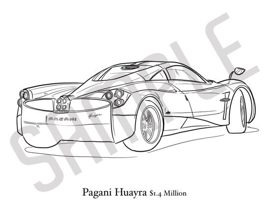 PAGANI HUAYRA Adult Coloring Book, Printable Coloring Pages, Coloring ...