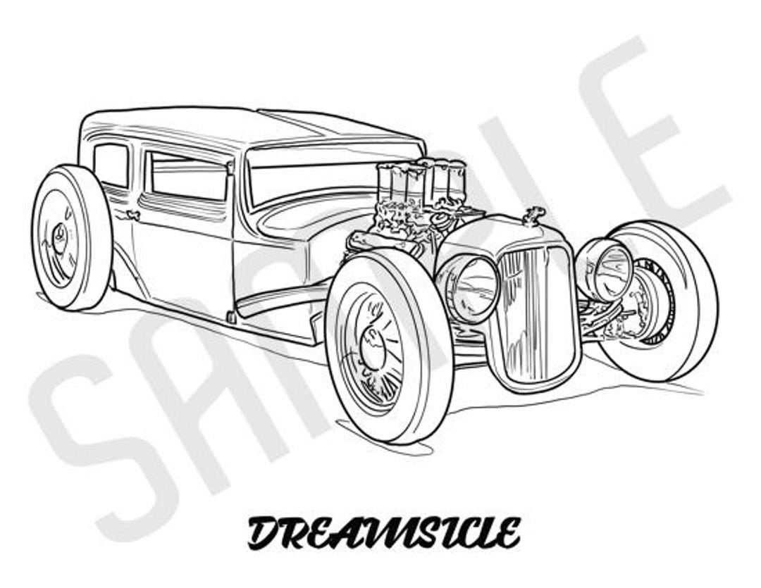DREAMSICLE Rat Rod Adult Coloring Page, Printable Coloring Pages ...