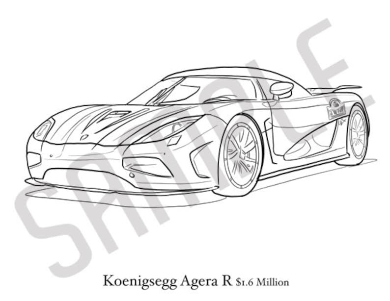 KOENIGSEGG AGERA R Adult Coloring Book, Printable Coloring Pages ...