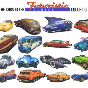 1940 AERODYNAMIC Futuristic Oldies Adult Coloring Page, Printable ...