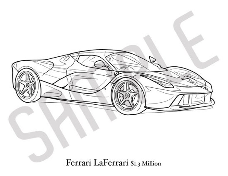 FERRARI LAFERRARI Adult Coloring Book, Printable Coloring Pages ...