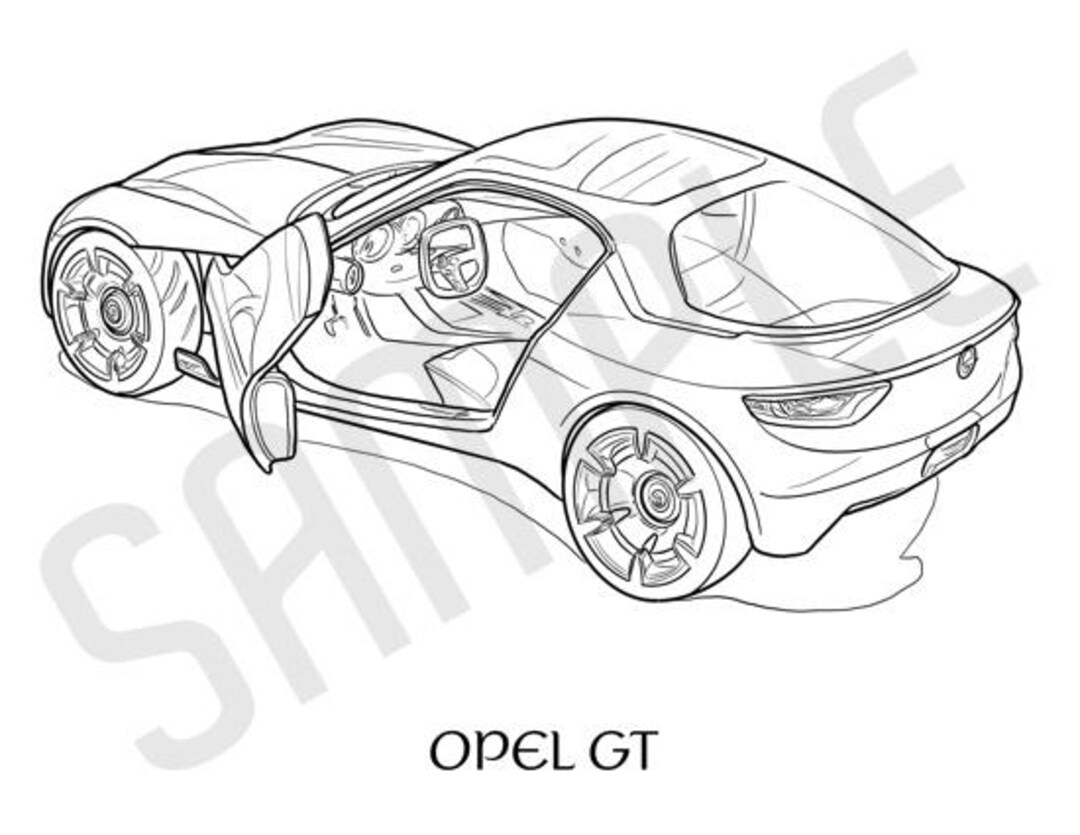 OPEL GT Concept Cars Adult Coloring Page, Printable Coloring Pages ...