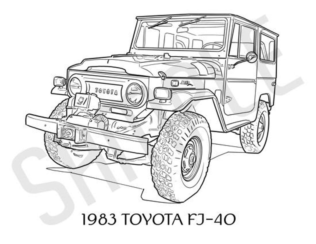 1983 TOYOTA FJ-40 Pickup Truck Adult Coloring Page, Printable Coloring ...