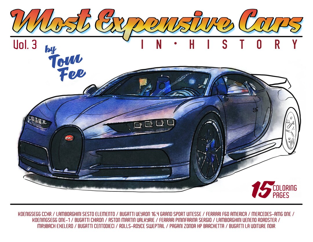 Most Expensive Cars in History Vol.3, Adult Coloring Book, Printable ...