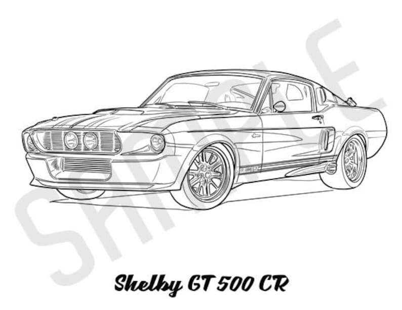 SHELBY GT 500 CR Coolest Car Adult Coloring Page, Printable Coloring ...