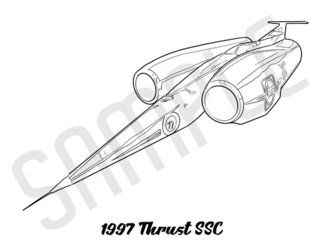 1997 THRUST SSC Coolest Car Adult Coloring Page, Printable Coloring ...