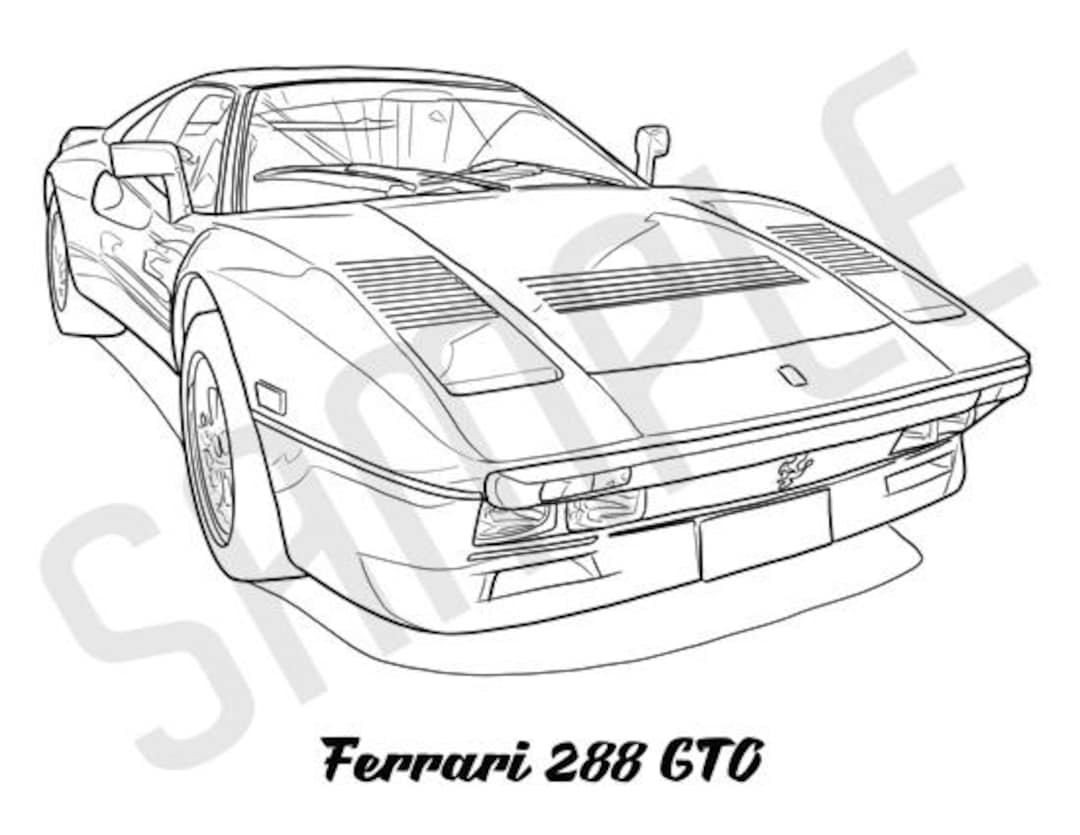 FERRARI 288 GTO Coolest Car Adult Coloring Page, Printable Coloring ...