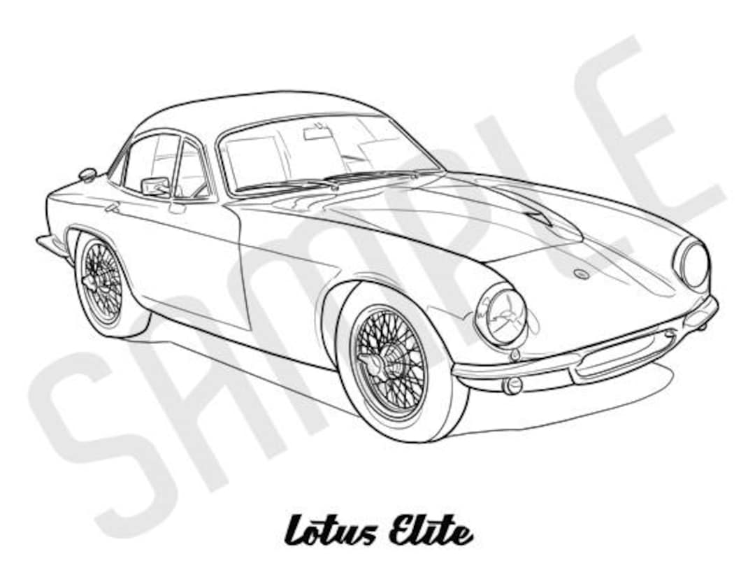 LOTUS ELITE Coolest Car Adult Coloring Page, Printable Coloring Pages ...