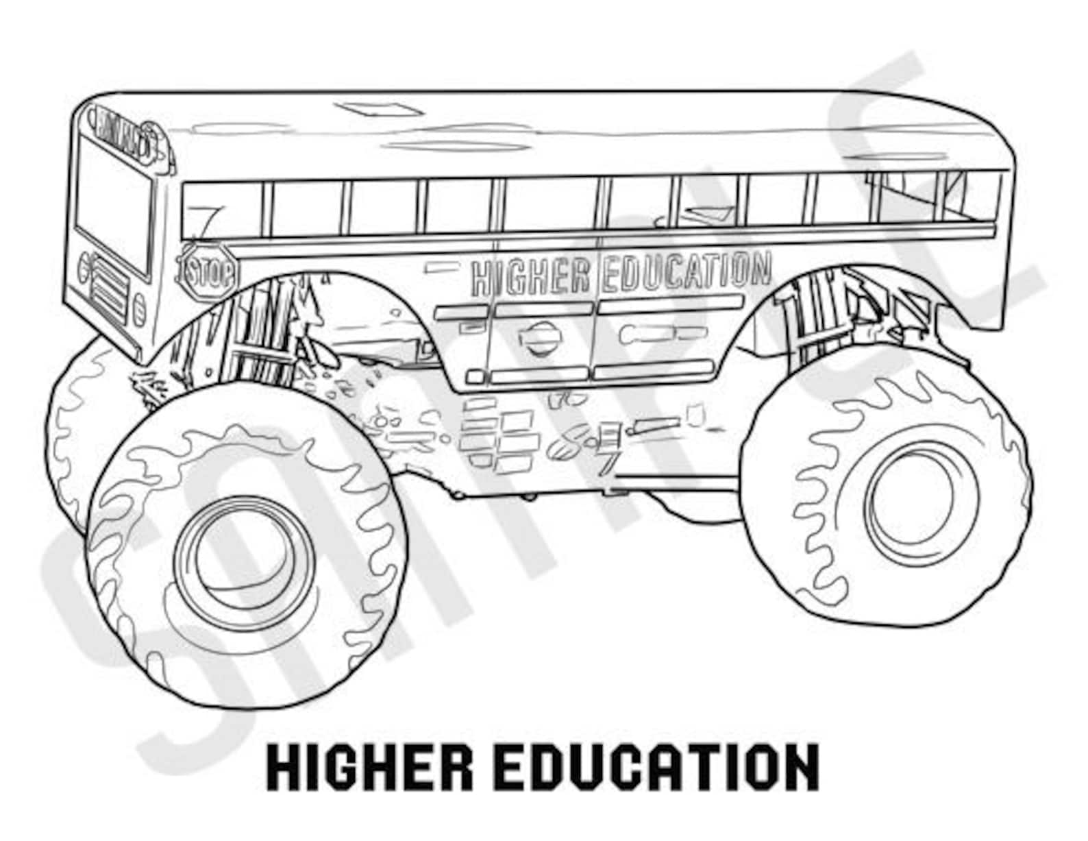 HIGHER EDUCATION Monster Truck Adult Coloring Book, Printable Coloring ...