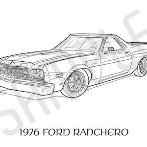 1976 FORD RANCHERO Pickup Truck Adult Coloring Page, Printable Coloring ...