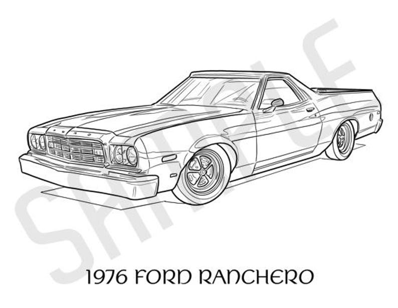 1976 FORD RANCHERO Pickup Truck Adult Coloring Page, Printable Coloring ...