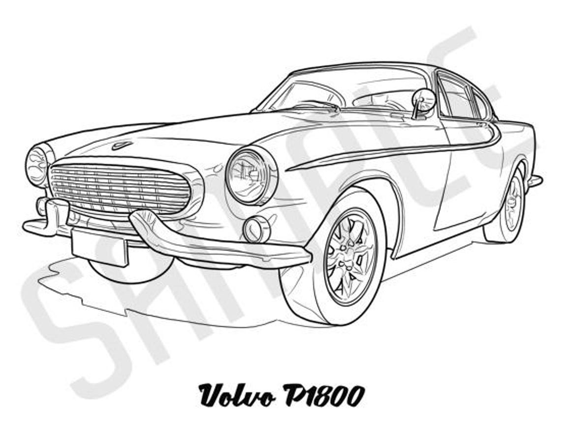 VOLVO P1800 Coolest Car Adult Coloring Page, Printable Coloring Pages ...