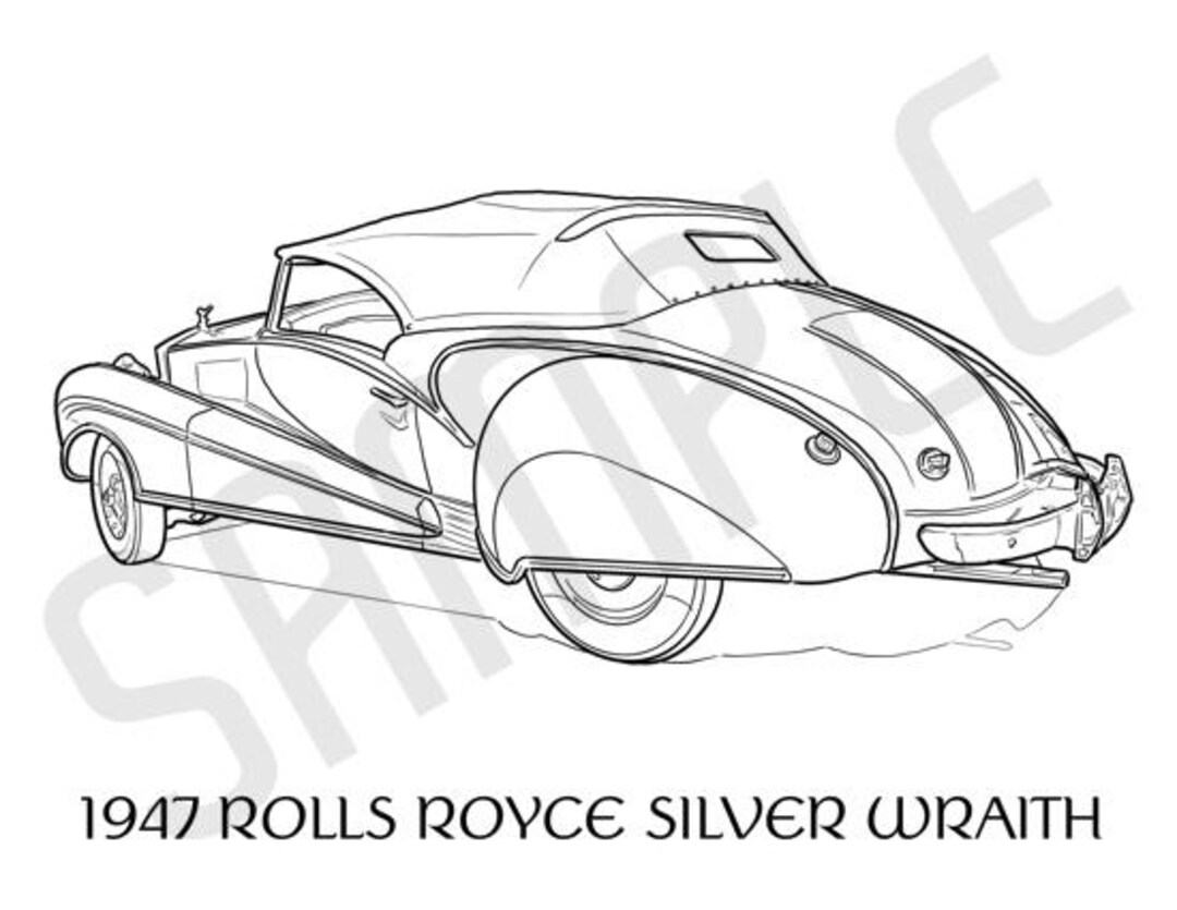ROLLS ROYCE Silver Wraith Swoopy Car Adult Coloring Page, Printable ...