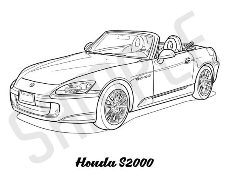 HONDA S2000 Coolest Car Adult Coloring Page, Printable Coloring Pages ...