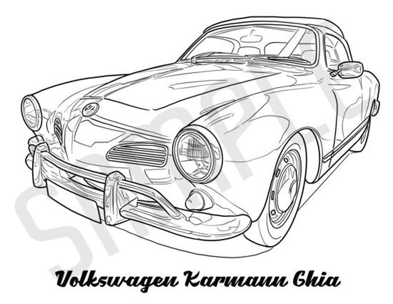 VOLKSWAGEN KARMANN GHIA Coolest Car Adult Coloring Page, Printable ...
