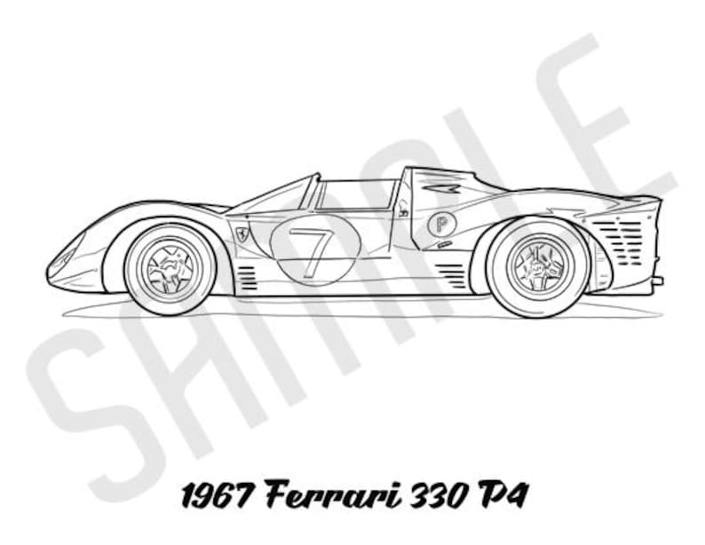 1967 FERRARI 330 P4 Adult Coloring Page, Printable Coloring Pages ...