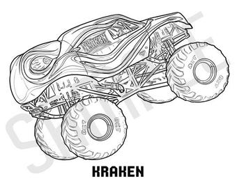 MEGA WREX Monster Truck Adult Coloring Book, Printable Coloring Pages ...