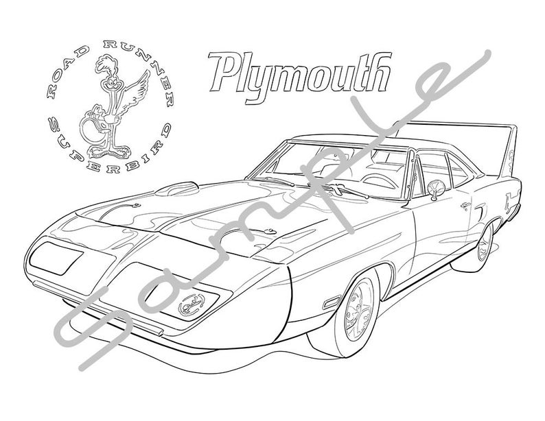 1970 PLYMOUTH ROADRUNNER SUPERBIRD, Adult Coloring Page, Printable ...