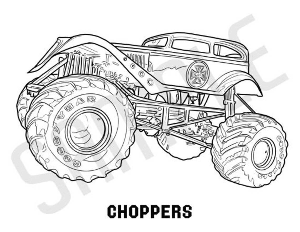 CHOPPERS Monster Truck Adult Coloring Book, Printable Coloring Pages ...