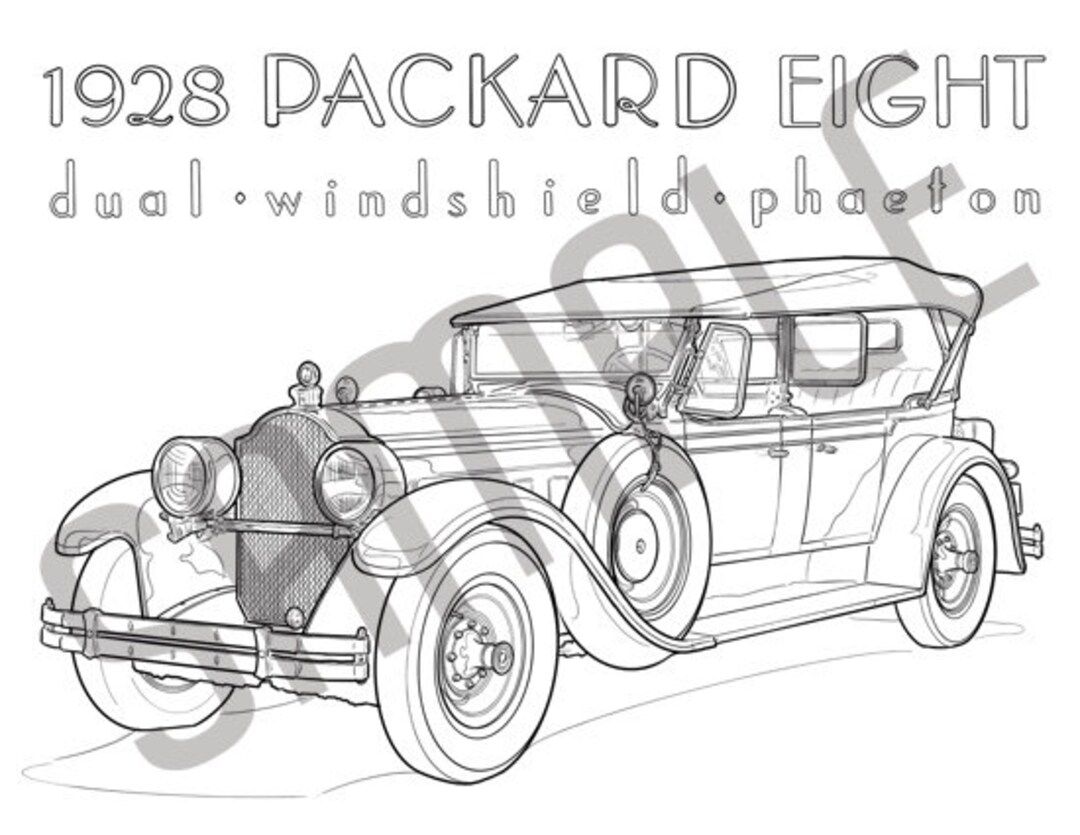 1928 PACKARD EIGHT Adult Coloring Book, Printable Coloring Pages ...