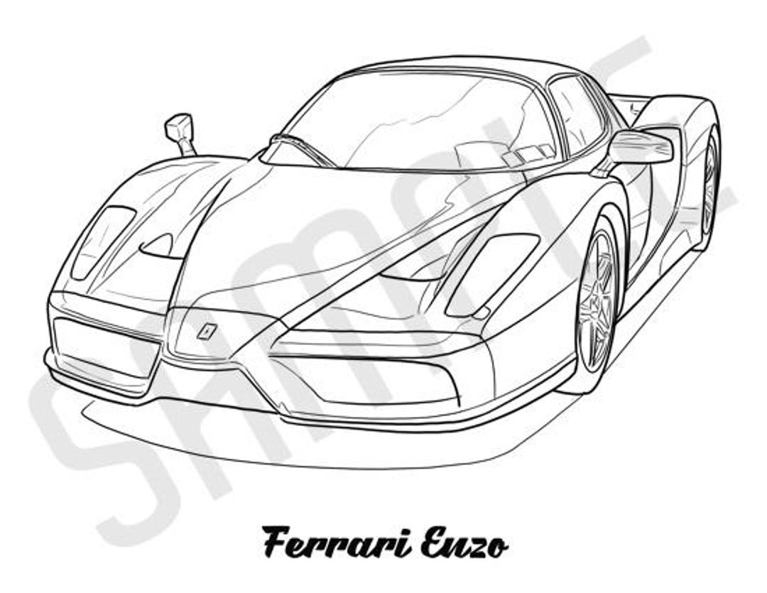 FERRARI ENZO Coolest Car Adult Coloring Page, Printable Coloring Pages ...