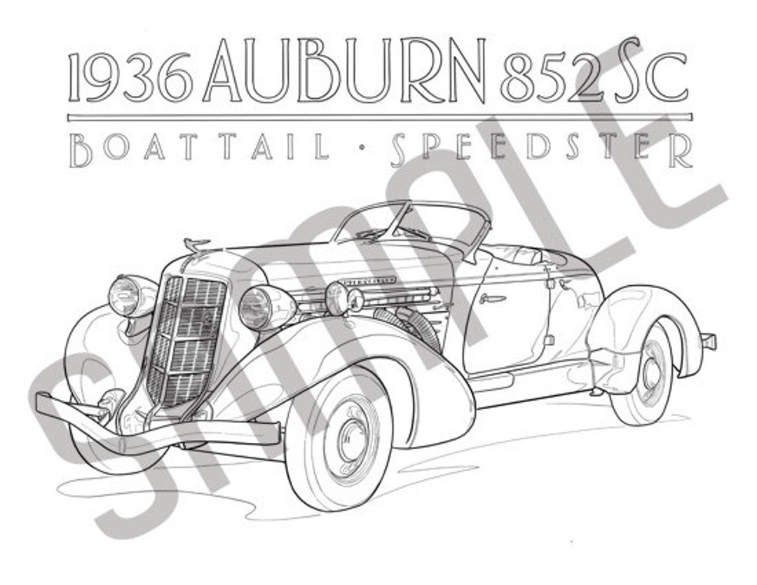 1936 AUBURN 852SC BOAT TAIL Adult Coloring Book, Printable Coloring ...
