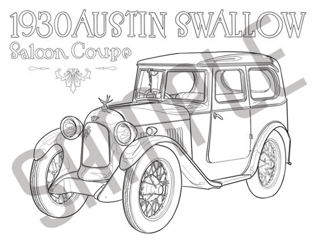 1930 AUSTIN SWALLOW Adult Coloring Book, Printable Coloring Pages ...