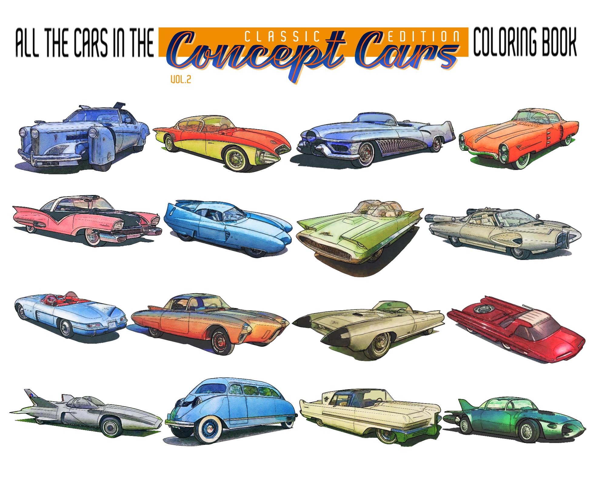 1956 GM FIREBIRD II Concept Car Adult Coloring Page, Printable Coloring ...