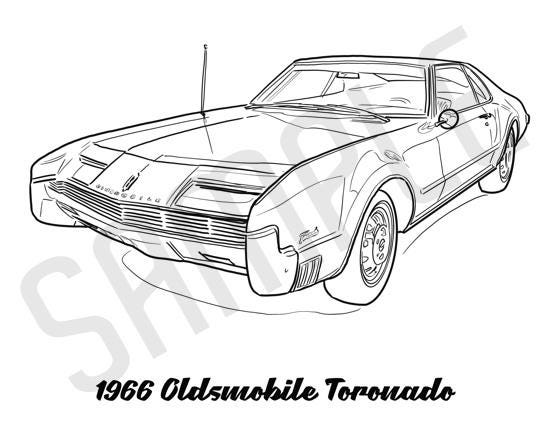 1966 OLDSMOBILE TORONADO Adult Coloring Page, Printable Coloring Pages ...