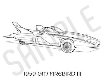 1956 GM FIREBIRD II Concept Car Adult Coloring Page, Printable Coloring ...