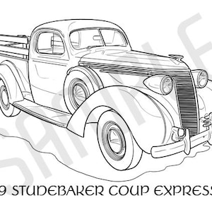 1939 STUDEBAKER J5 Pickup Truck Adult Coloring Page, Printable Coloring ...