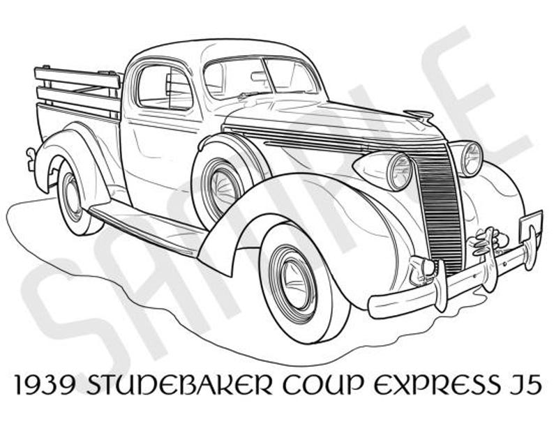 1939 STUDEBAKER J5 Pickup Truck Adult Coloring Page, Printable Coloring ...