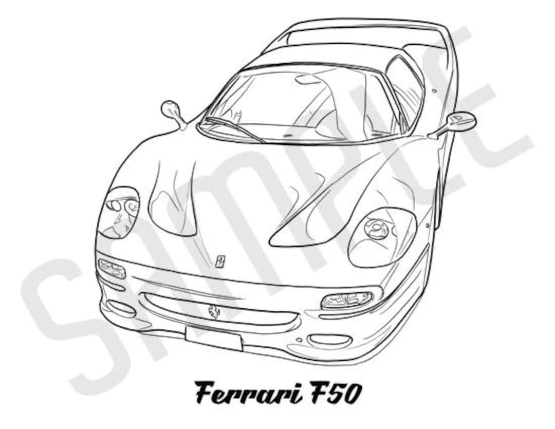 FERRARI F50 Coolest Car Adult Coloring Page, Printable Coloring Pages ...